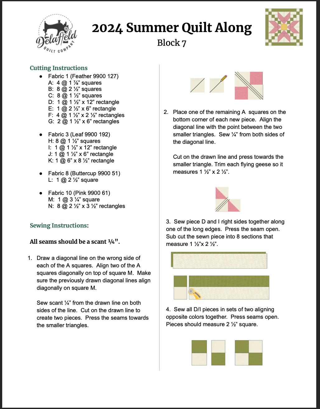 2024 Summer Quilt Along – Delafield Quilt Company
